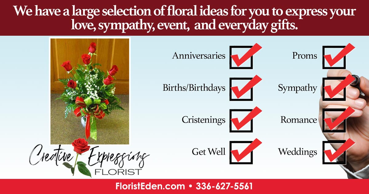Creative Expressions 336-627-5561 - Roses, Flowers, Weddings, Funerals ...